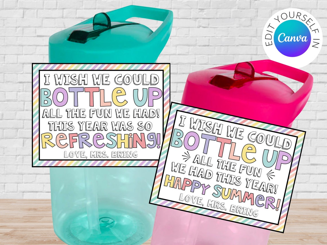 Editable End of the Year Water Bottle Student Gift Label | Student Gift ...