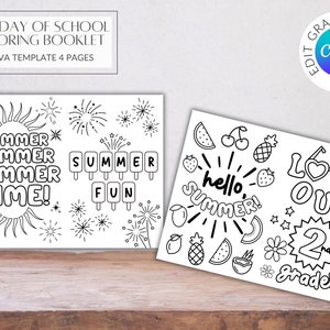Last Day of School Coloring Booklet | Editable Canva Template Coloring ...