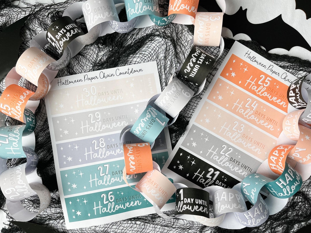 Printable Halloween Countdown Paper Chain Garland (PDF) - Etsy