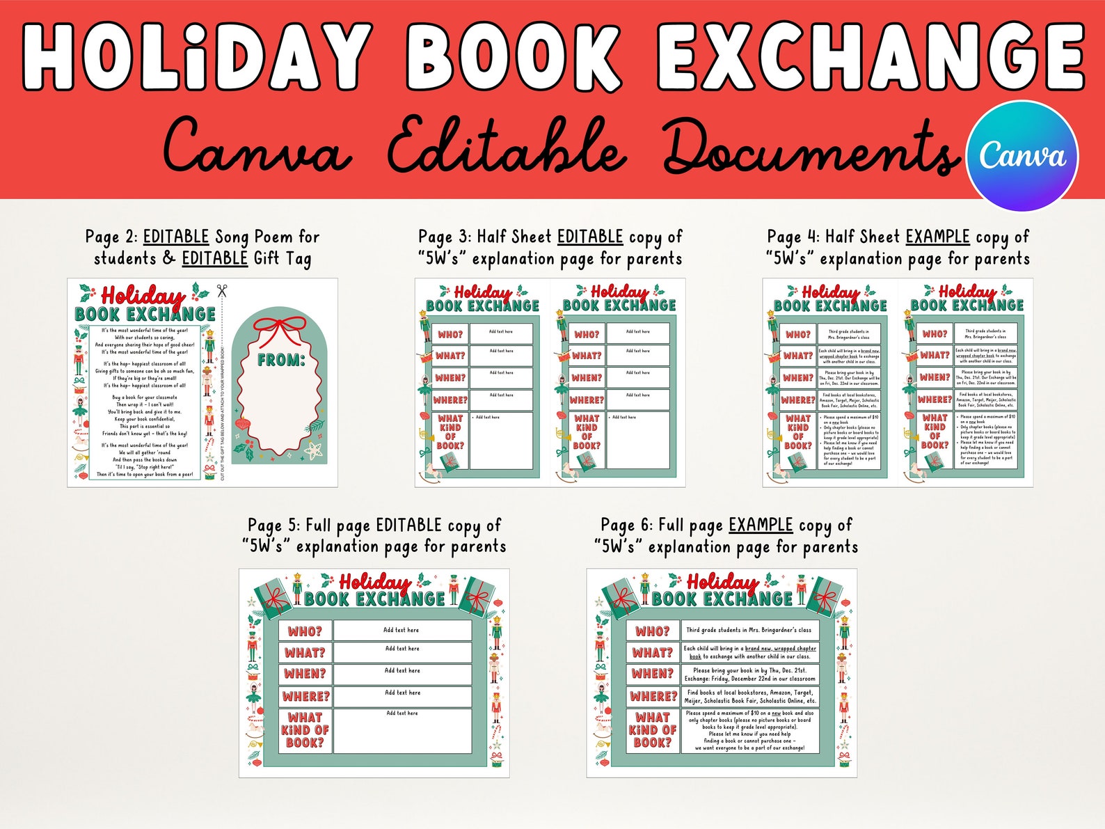 Holiday Book Exchange | Classroom Secret Santa | Book Exchange ...