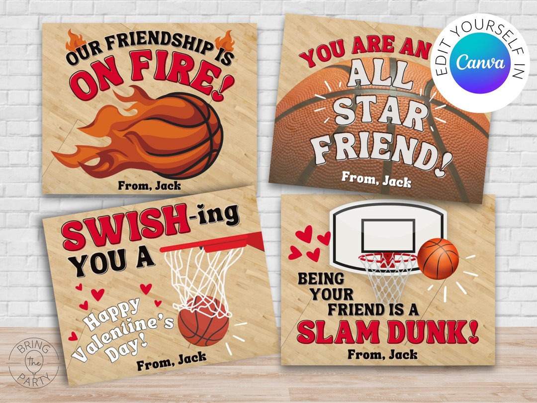 Editable Basketball Valentine Sports Valentine School Valentine Teacher ...