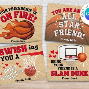 Editable Basketball Valentine | Sports Valentine | School Valentine ...