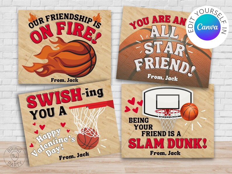 Editable Basketball Valentine | Sports Valentine | School Valentine ...