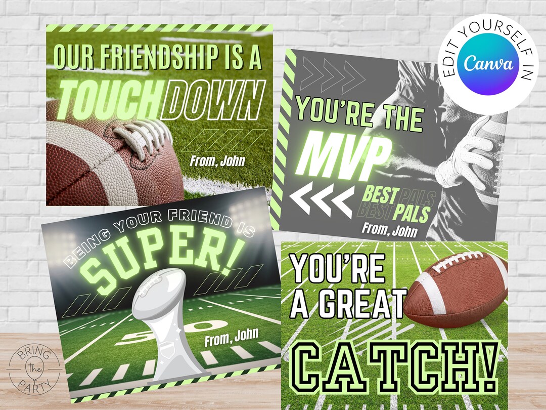 Editable Football Valentine Sports Valentine School Valentine Class ...