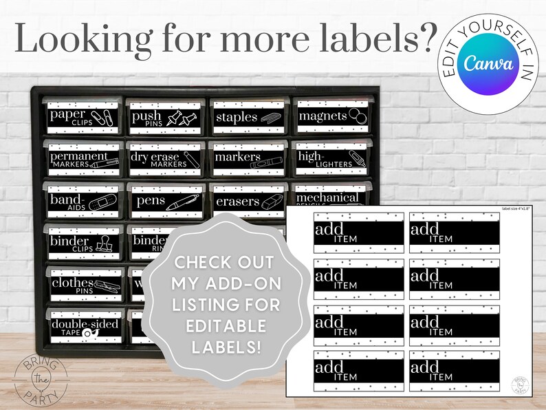 Classic Black & White Labels for Drawer Storage | 24-drawer Storage ...