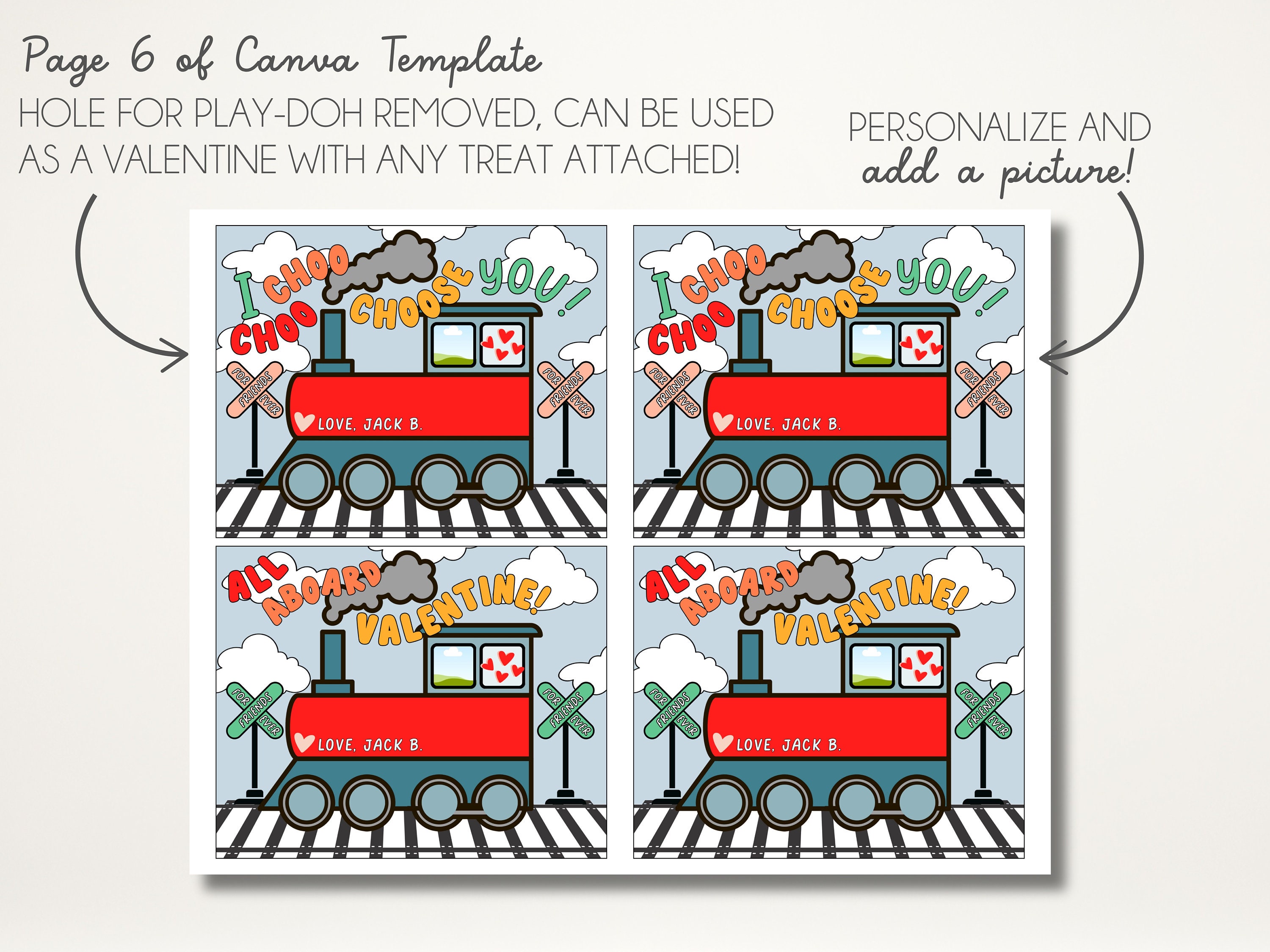 Train Valentine Play-doh Card | Choo Choose You Valentine Gift Tag ...