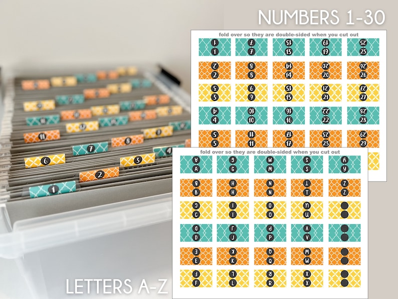 Hanging File Folder Number Insert Labels | Alphabet Hanging File ...