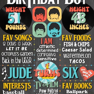 Editable the Beatles Birthday Chalkboard Template | Milestone Birthday ...