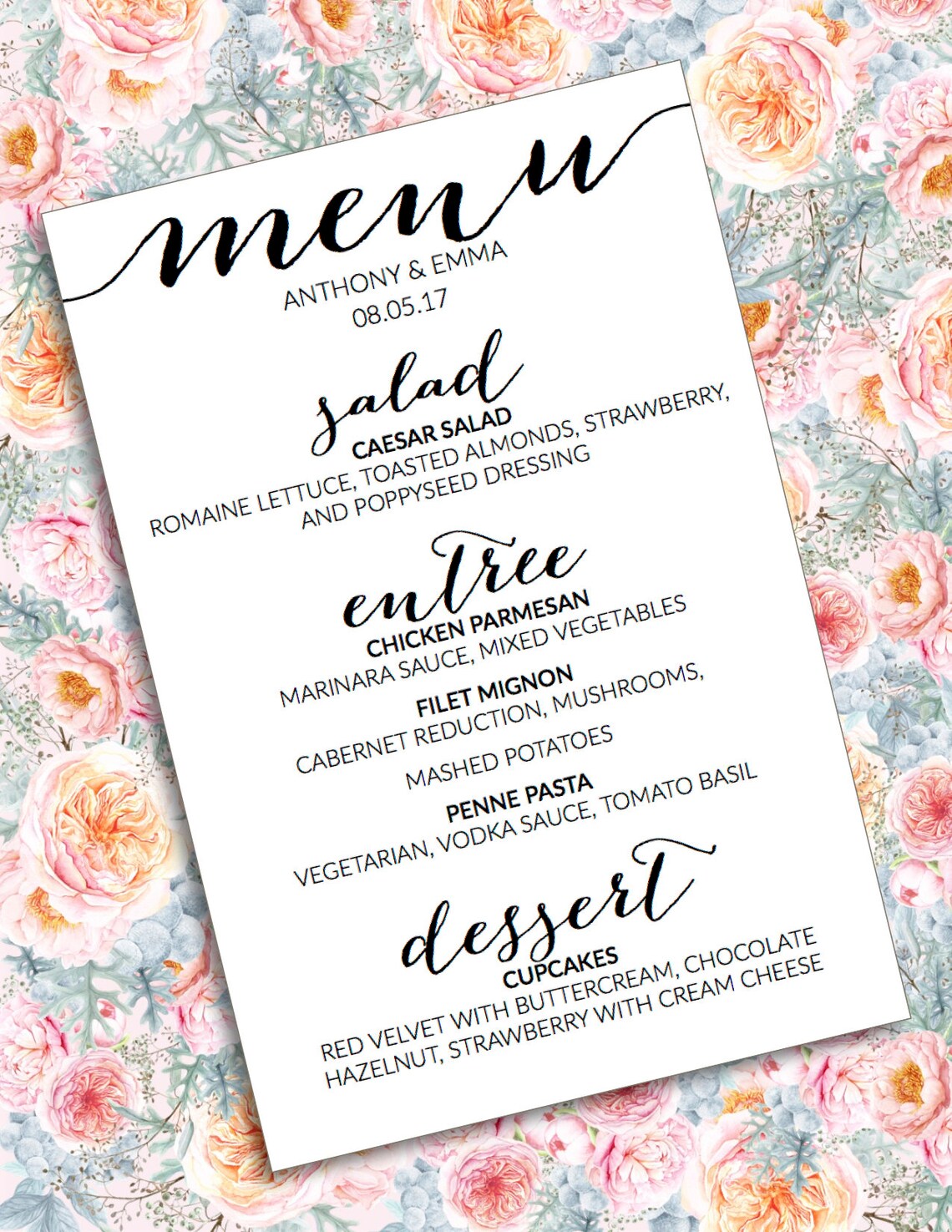 Wedding Menu Rustic Wedding | Etsy