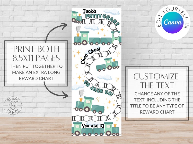 Editable Potty Chart Potty Training Chart Train Sticker - Etsy