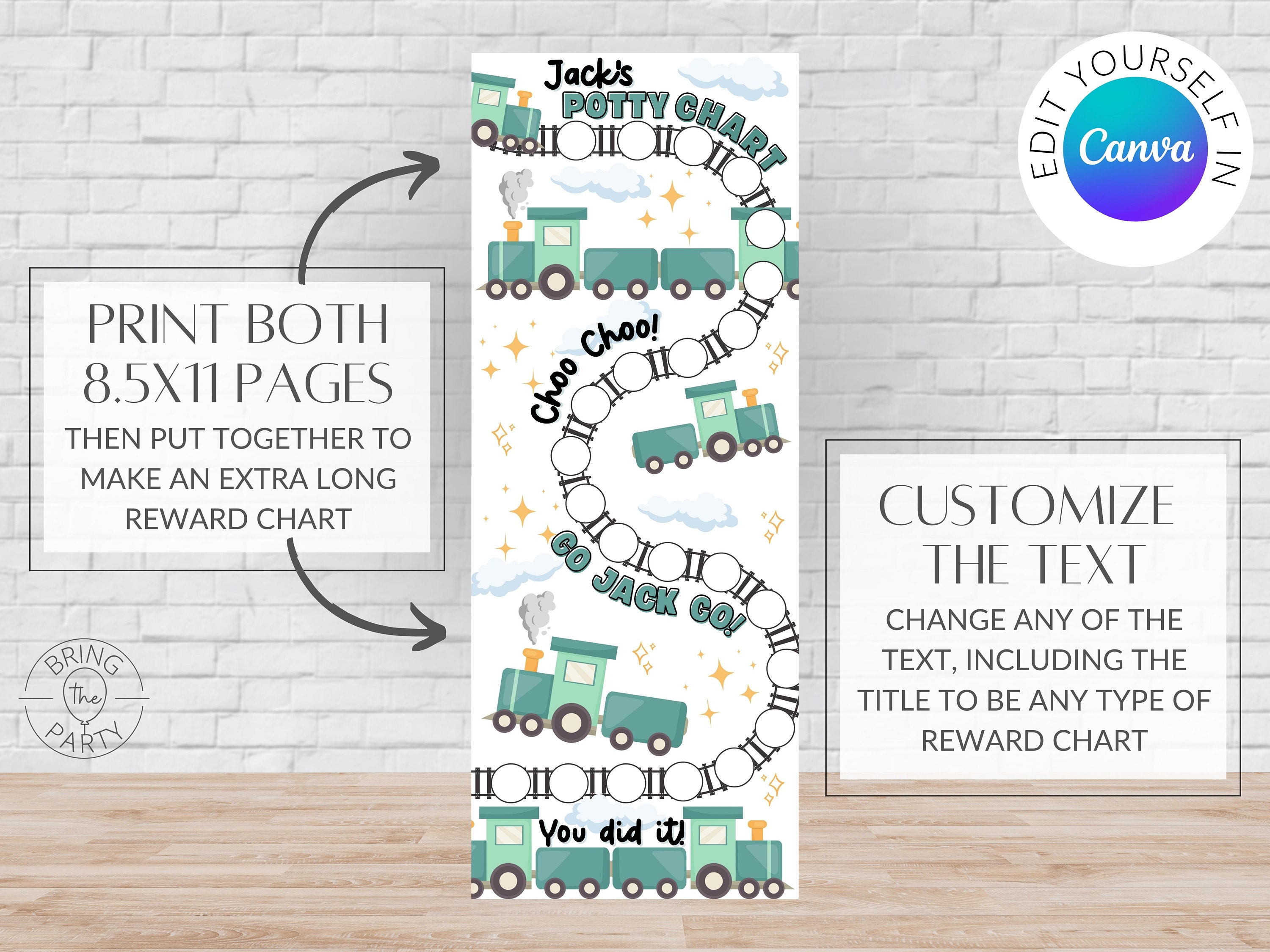 Editable Potty Chart Potty Training Chart Train Sticker - Etsy Canada