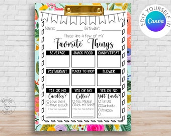 Teacher Favorite Things Survey Instant Download Beginning of the Year ...