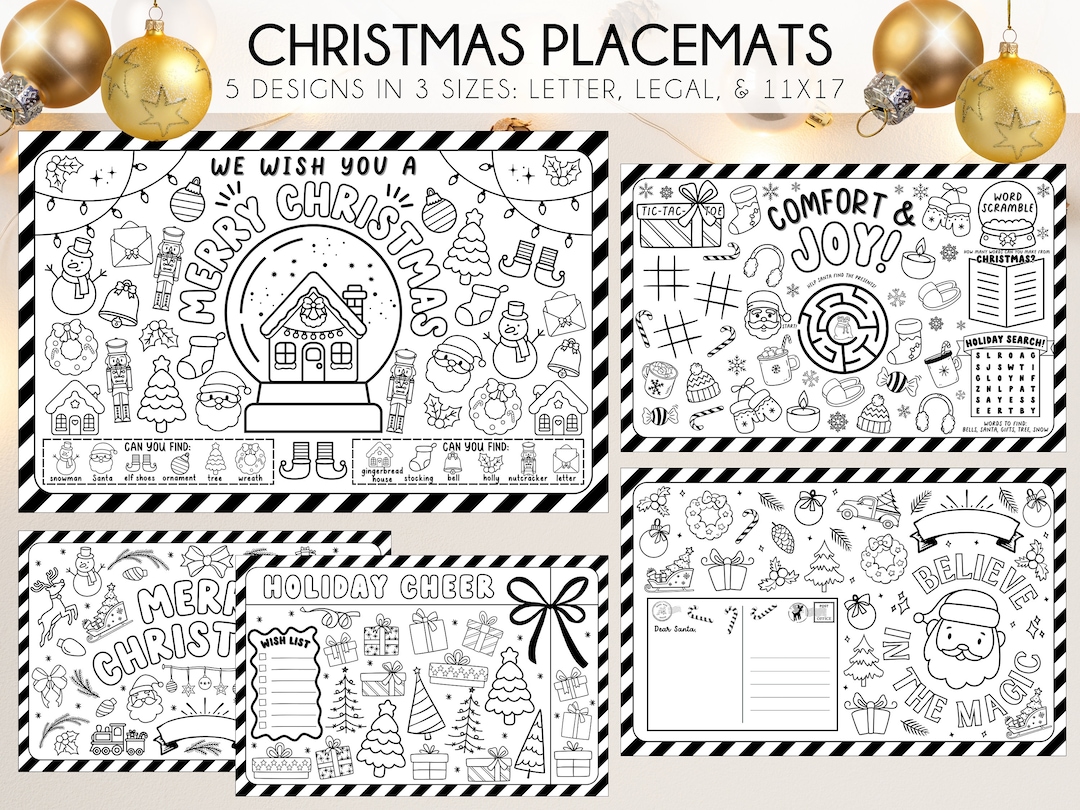 Printable Christmas Holiday Placemats | Christmas Activity Placemat ...