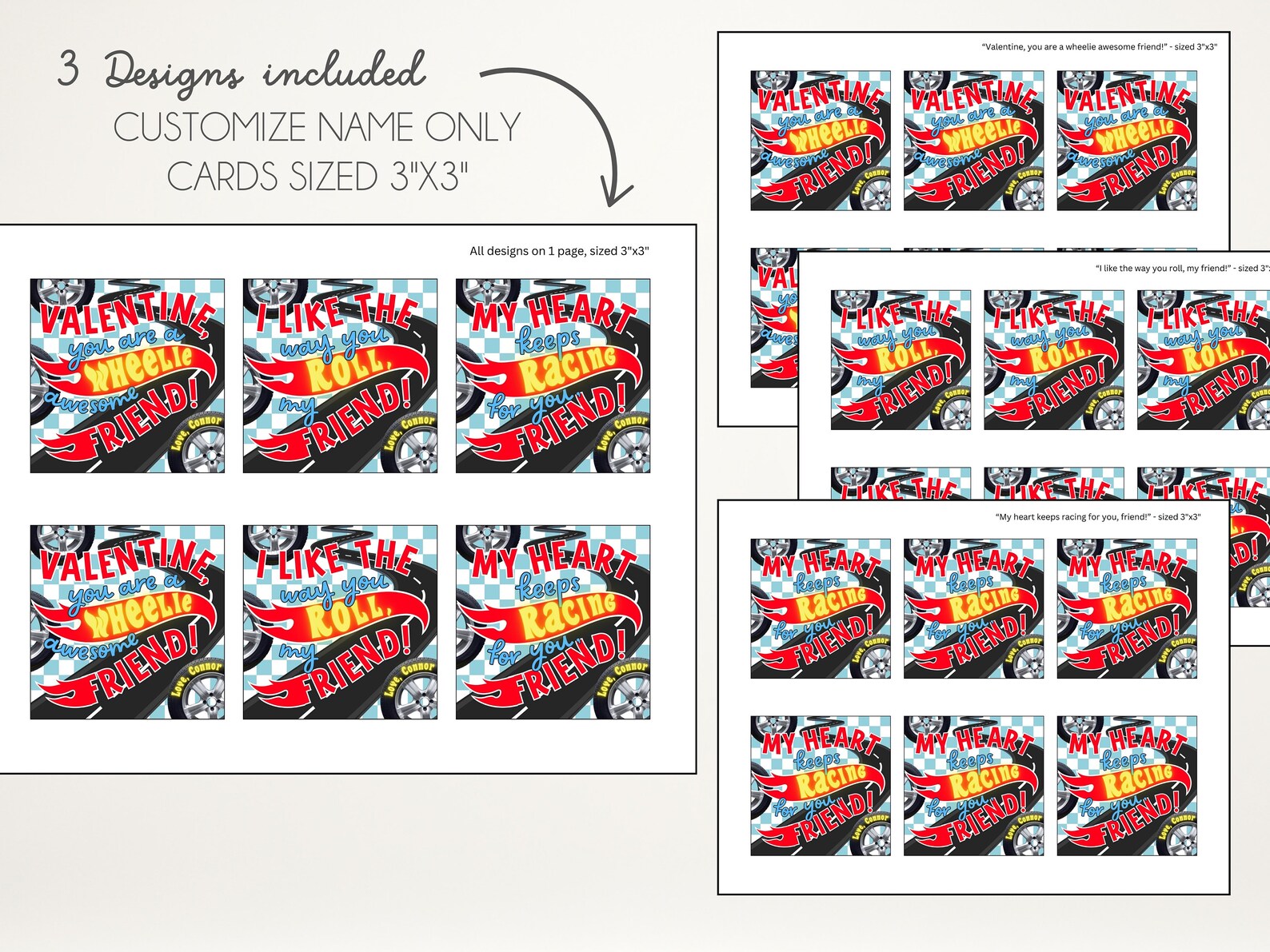 Editable Wheelie Race Car Valentine Cards | Car Valentines | Classroom ...