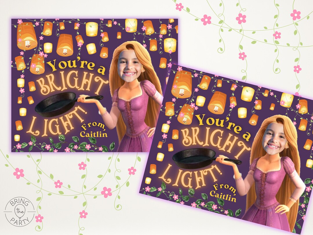 Tangled Rapunzel Tag Tangled Valentine Goody Bag Tag Rapunzel Valentine ...