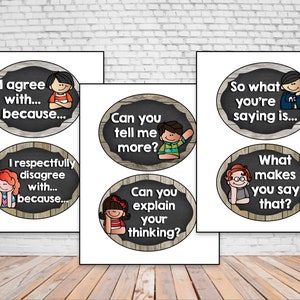 Accountable Talk Classroom Posters Sentence Starters Student - Etsy