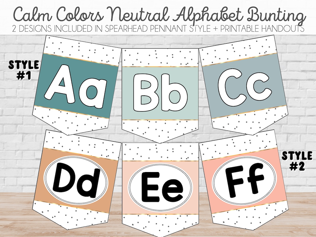 ALPHABET BANNERS Calm Colors Neutral Bunting Spearhead Style ...