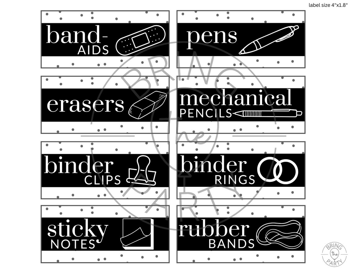 Classic Black & White Labels for Drawer Storage | 24-drawer Storage ...