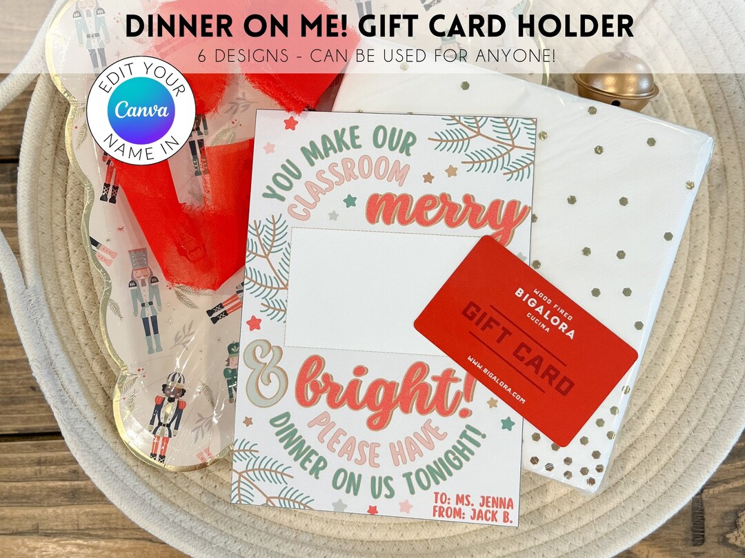 Dinner on Me Gift Card Holder for Christmas Holiday Gift | Christmas ...