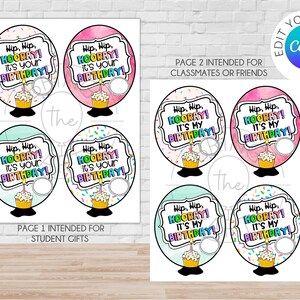 Birthday Balloon Crazy Straw Label: Canva Template (digital Download ...