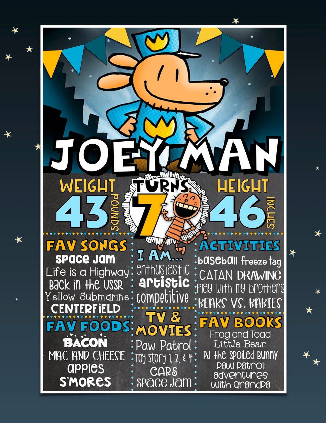 Dog Man Birthday Chalkboard - Etsy