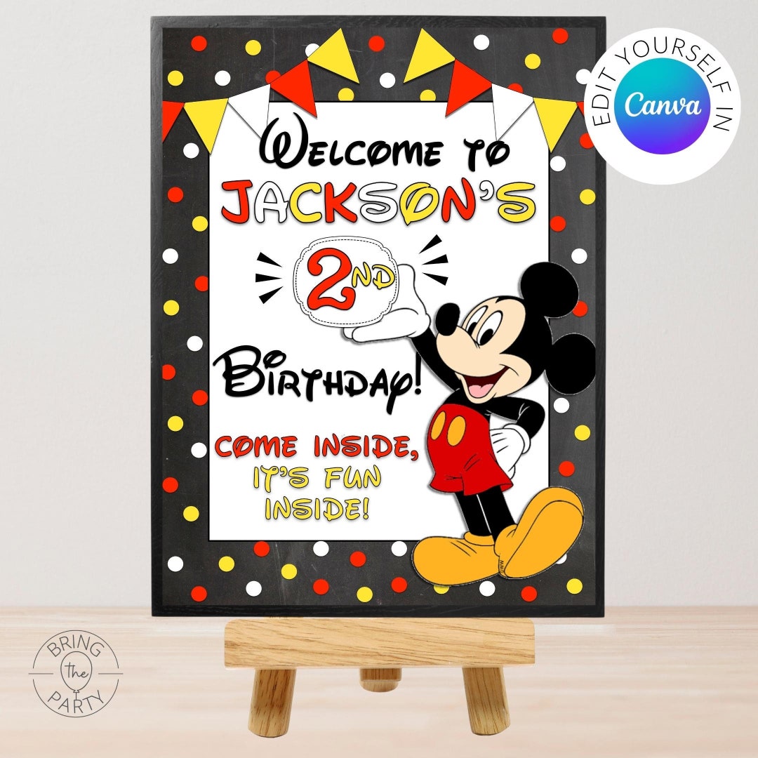 Editable Mickey Welcome Sign | Editable Chalkboard | Mickey Party Decor ...