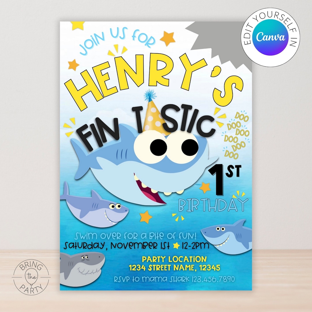 Editable Baby Shark Invite | Editable Birthday Party Invite | Digital ...