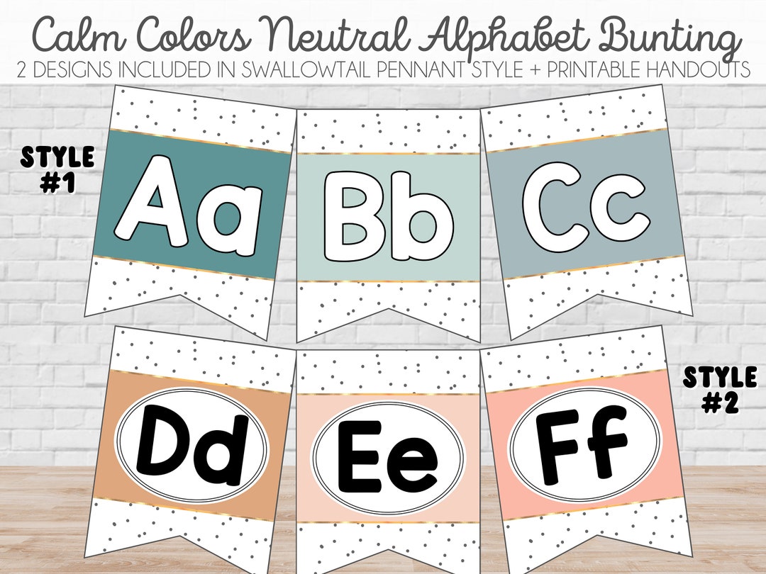 ALPHABET BANNERS Calm Colors Neutral Bunting Swallowtail Style ...