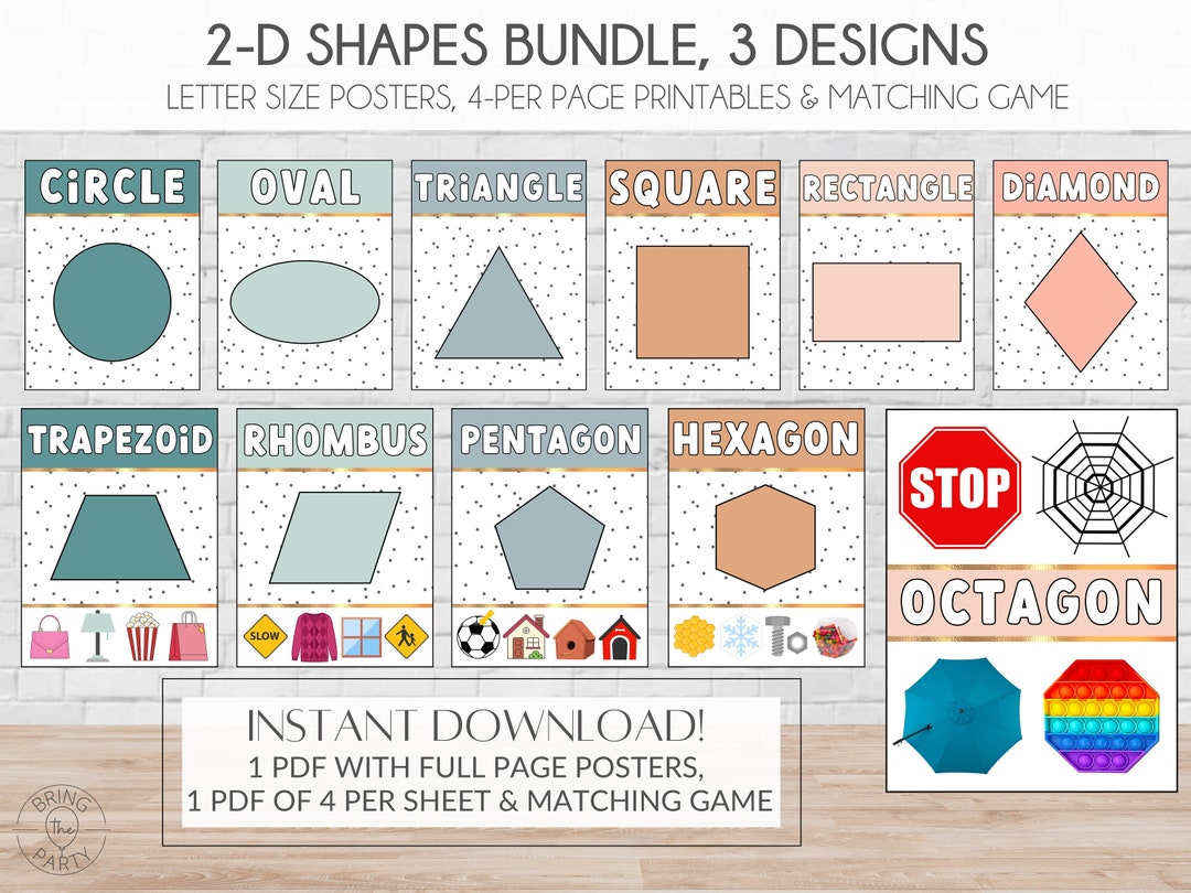 PRINTABLE 2D Shapes Posters Classroom | 2-dimensional Shapes Printables ...