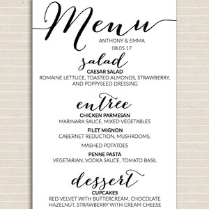 Wedding Menu Rustic Wedding - Etsy