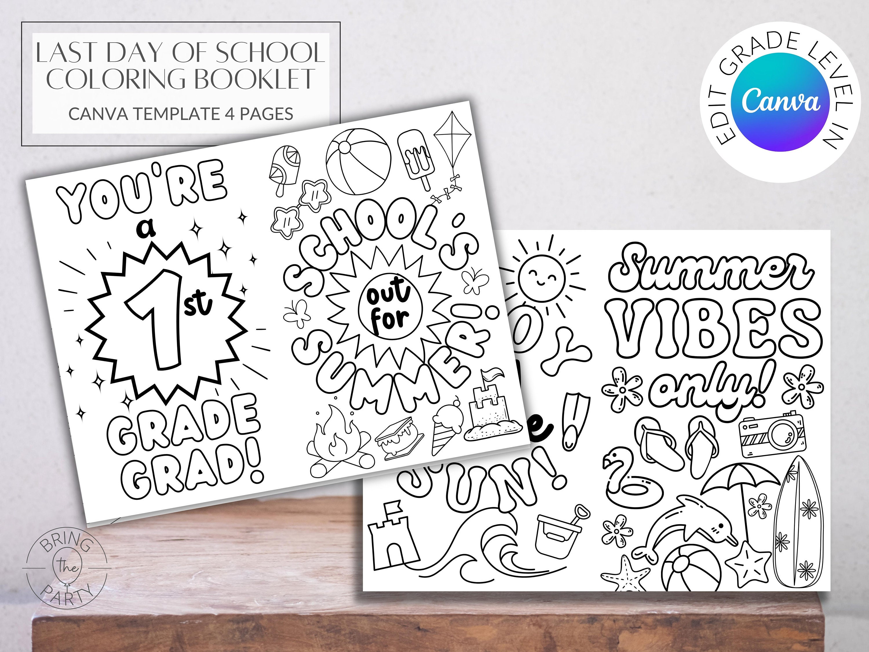 Last Day of School Coloring Booklet | Editable Canva Template Coloring ...