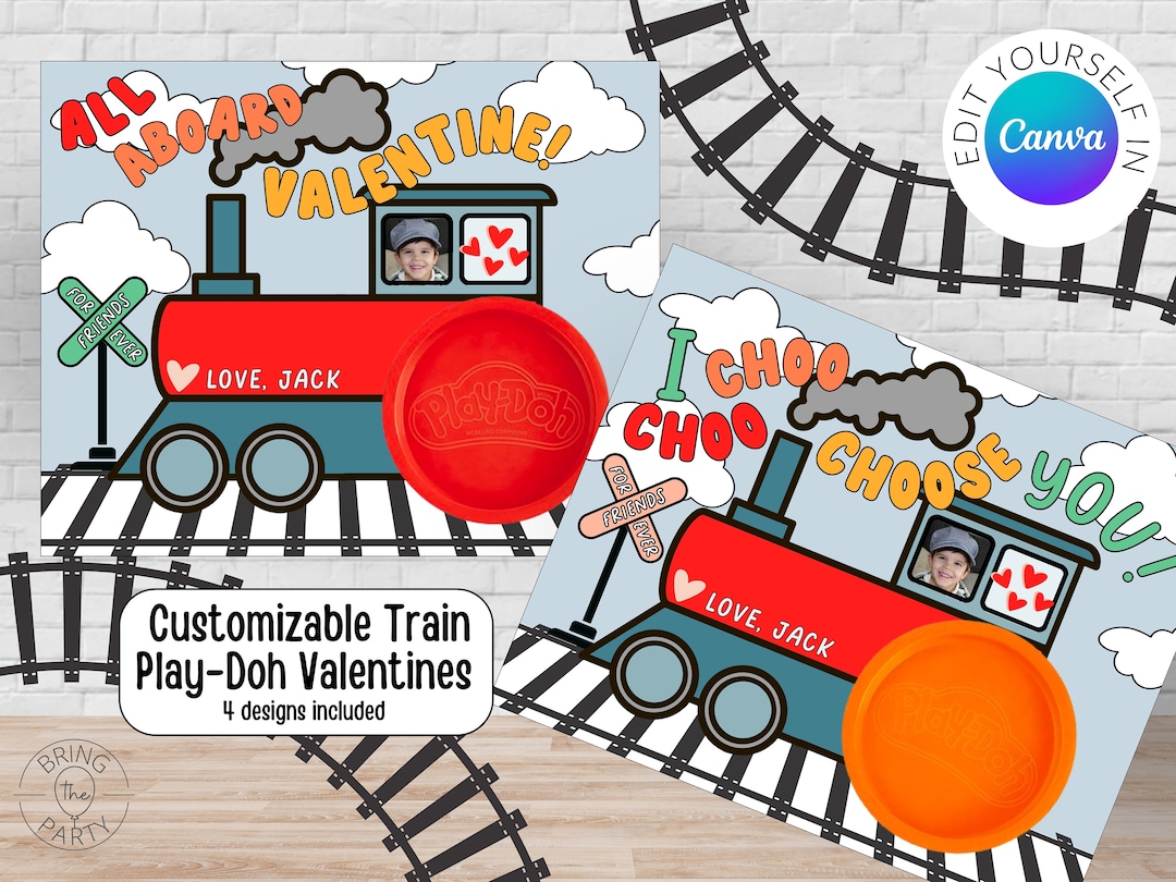 Train Valentine Play-doh Card | Choo Choose You Valentine Gift Tag ...