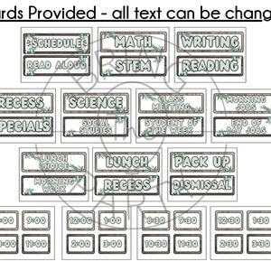 Digital Clock Daily Schedule Cards, Editable Canva Template, Greenery ...