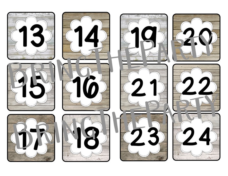 Farmhouse Classroom CALENDAR & NUMBERS, Greenery Eucalyptus Rustic ...