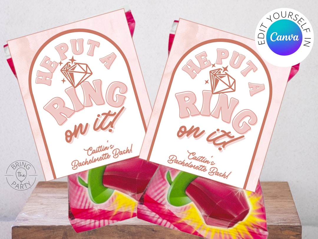 Editable Ring Pop Label | Bachelorette He Put a Ring on It! Tag ...