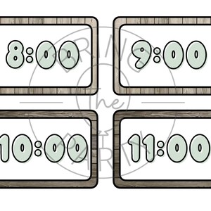 Digital Clock Daily Schedule Cards, Editable Canva Template, Greenery ...
