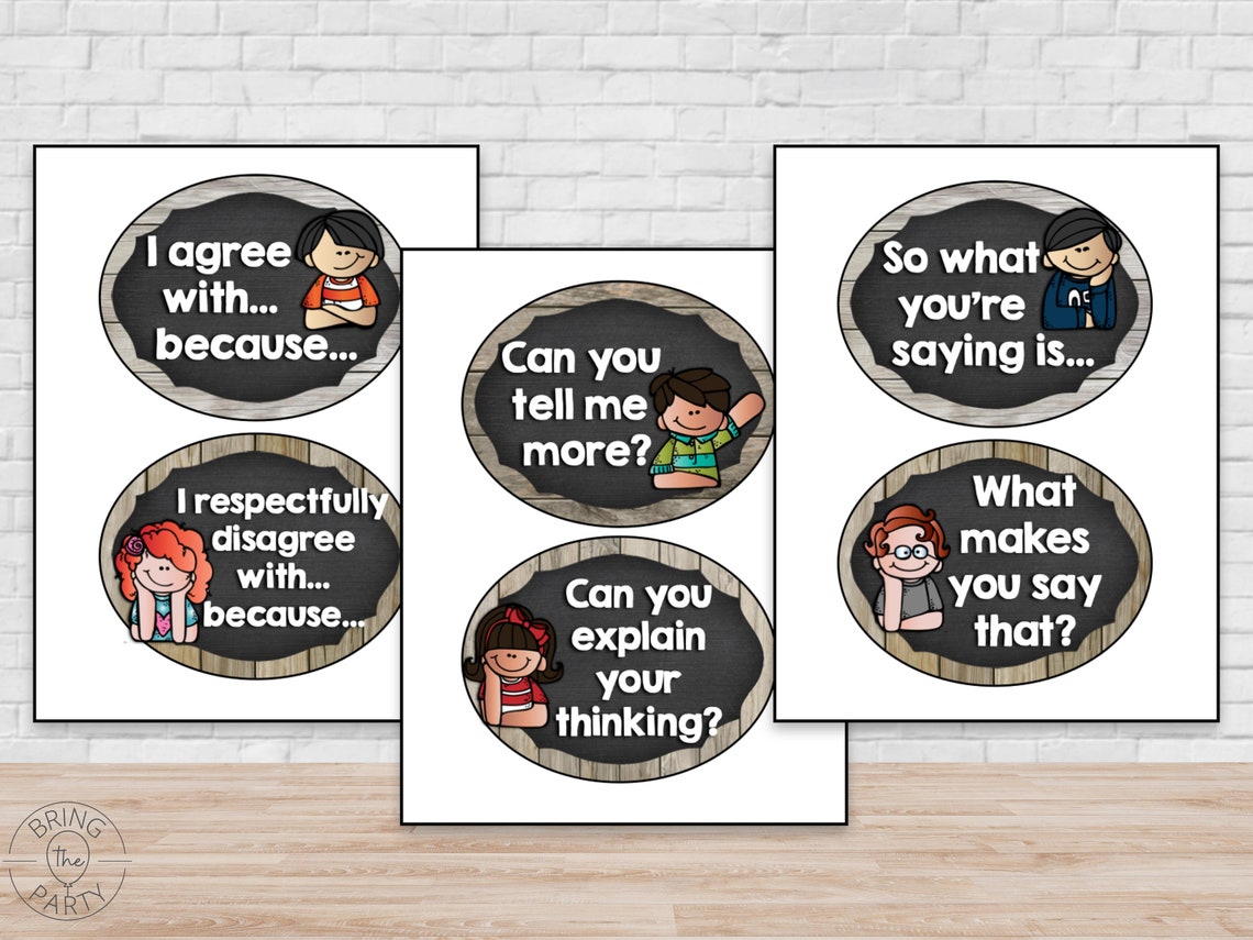 Accountable Talk Classroom Posters, Sentence Starters, Student Chart ...