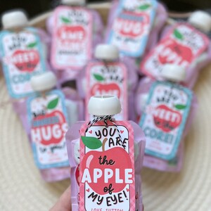 Applesauce Pouch Valentine | Applesauce Pouch Tag | Class Valentine ...