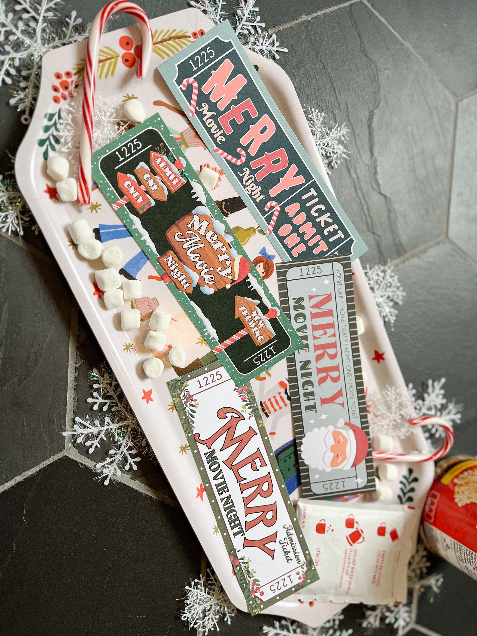 Printable Merry Movie Night Tickets | Christmas Movie Night Instant ...