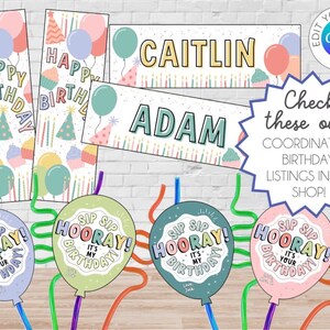 Neutral Calming Colors Birthday Classroom Poster Class Birthday Display ...