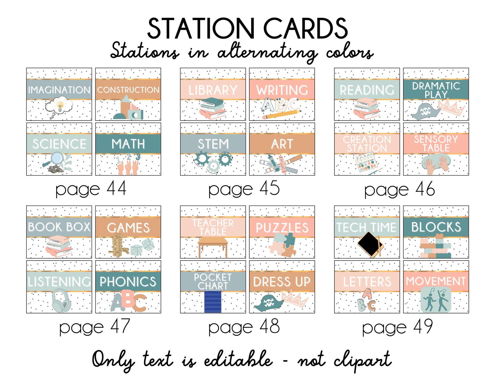Neutral Calming Colors Center Signs | Preschool Station Cards ...