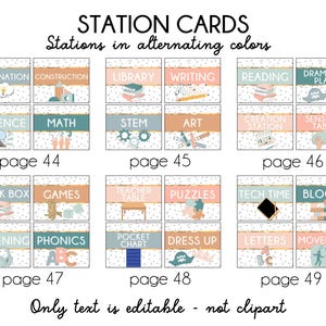 Neutral Calming Colors Center Signs | Preschool Station Cards ...