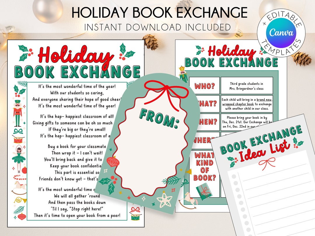 Holiday Book Exchange | Classroom Secret Santa | Book Exchange ...