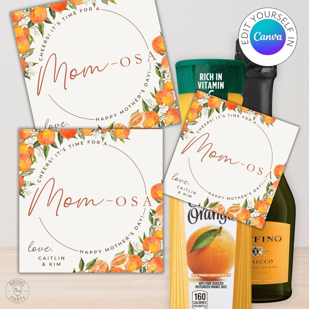 Editable Mom-osa Gift Tag: Mother's Day Printable (digital Download) - Etsy