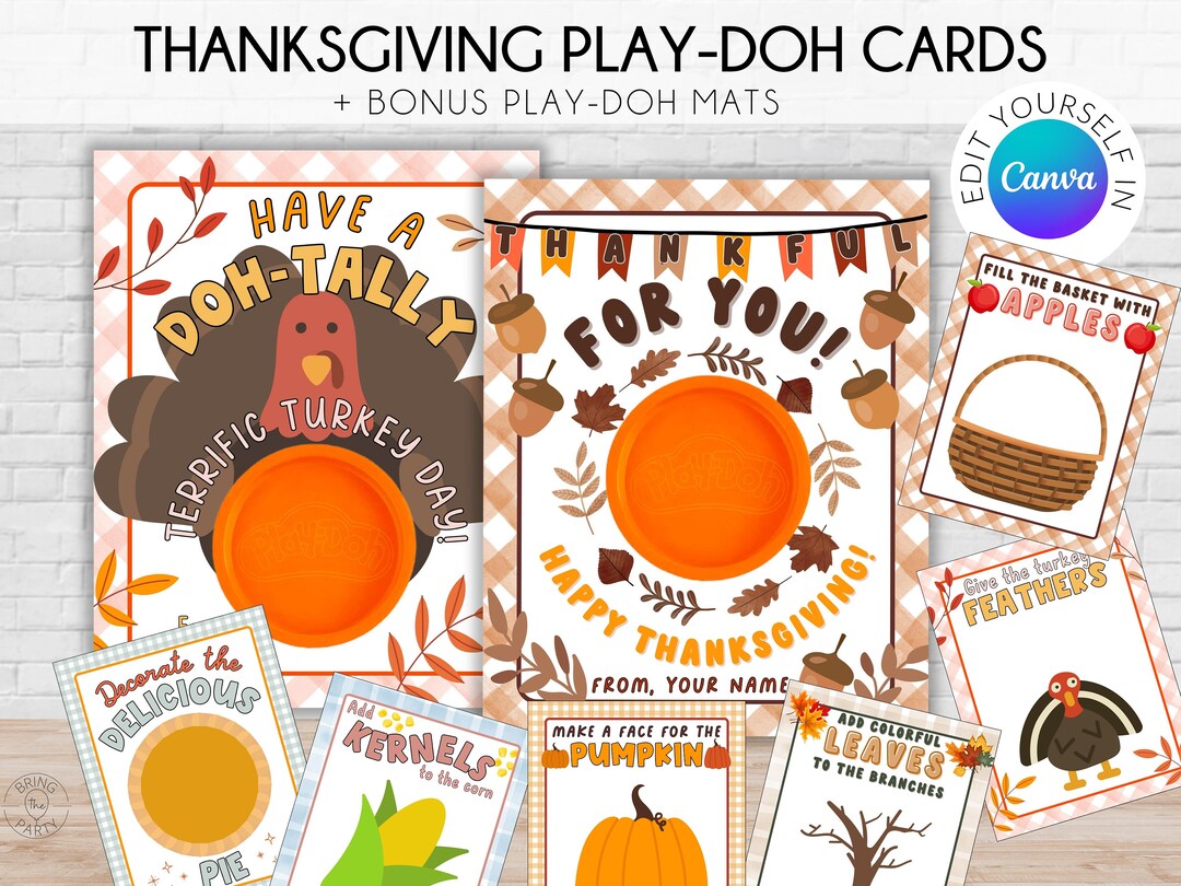 Turkey Day Play-doh Card | Playdough Mats Kids Table | Canva Template ...