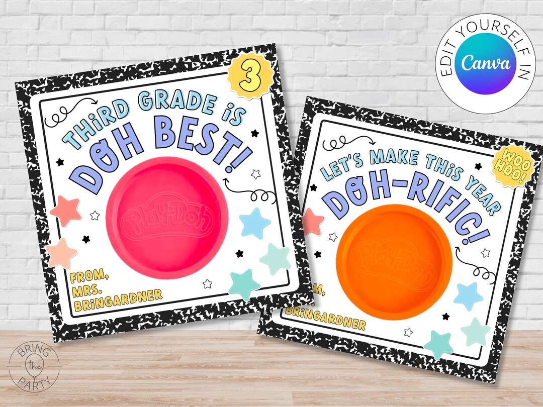Editable First Day of School Play-doh Cards | Student Gift | Non-food ...