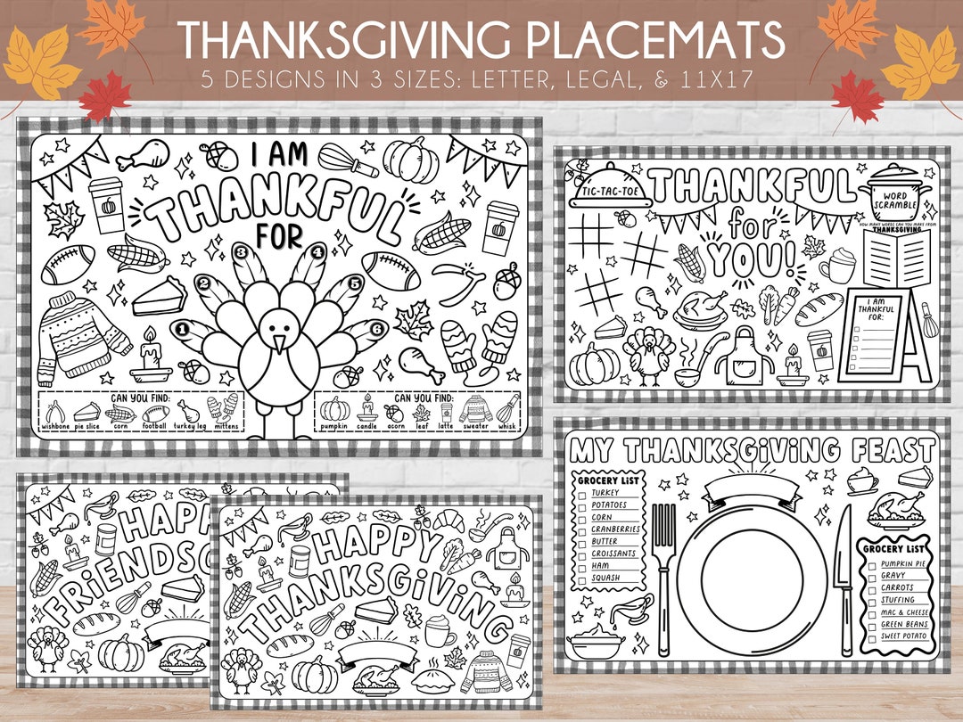 Printable Thanksgiving Placemats | Thanksgiving Activity Placemat ...