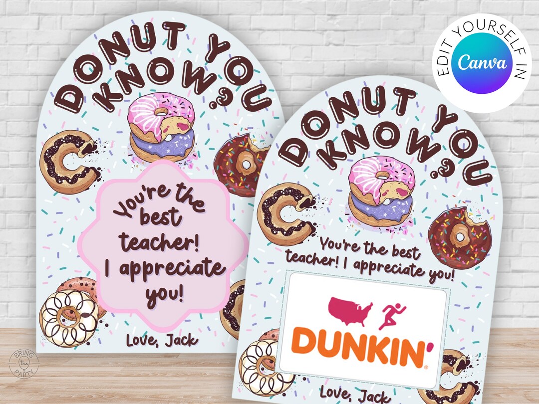 Editable Gift Card Holder Printable | Canva Template | Donut Gift Card ...