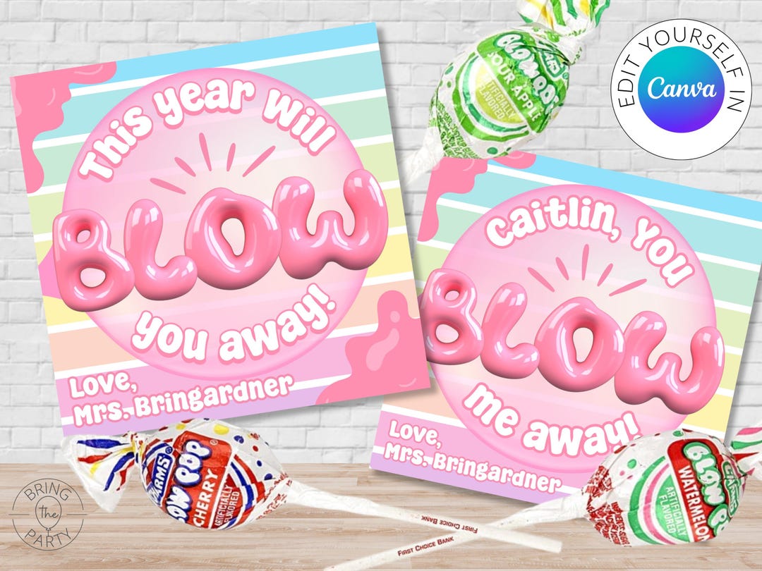 Editable Blow Pop Treat Tag | Beginning of the Year School Gift Label ...
