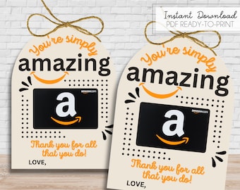 PRINTABLE Amazon Gift Card Holder, Teacher Thank You , Teacher Gift ...